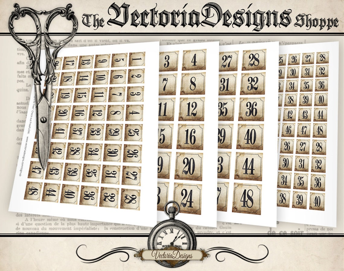 Vintage Numbers 1.5 Inch Square / 1 Inch Square / Scrabble - Etsy