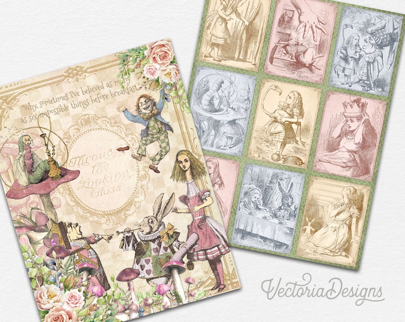 Alice's Dreams Paper Pack, Printable Paper Pack, Digital Paper ...