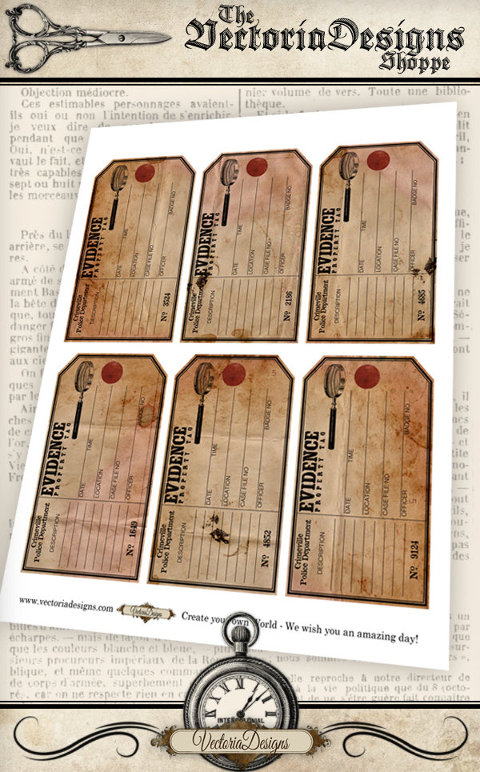 Evidence Tags Detective Labels Printable Images Detective | Etsy