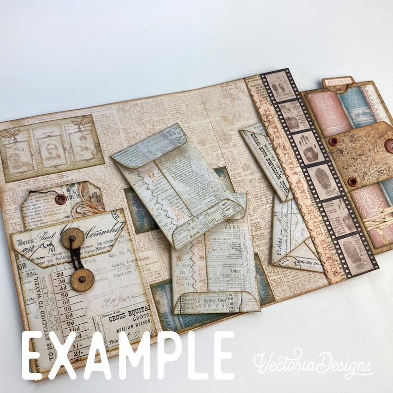 Layered Folio Templates Mini Album Craft Kit Summer Crafts Junk Journal ...