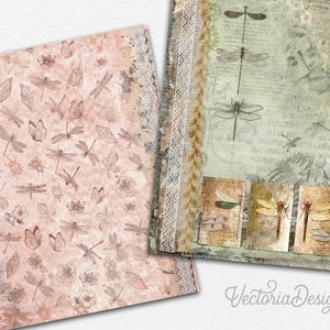 Delicate Dragonflies Paper Pack, Printable Paper Pack, Digital Paper ...