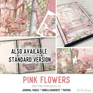 Pink Flowers Junk Journal Kit MINI, Pink Flowers Crafting Printables ...