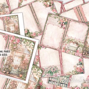 Pink Flowers Junk Journal Kit MINI, Pink Flowers Crafting Printables ...