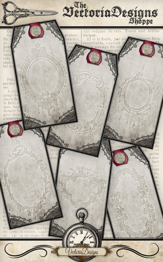 Gothic Lace Tags Printable Tags Paper Crafting Digital | Etsy