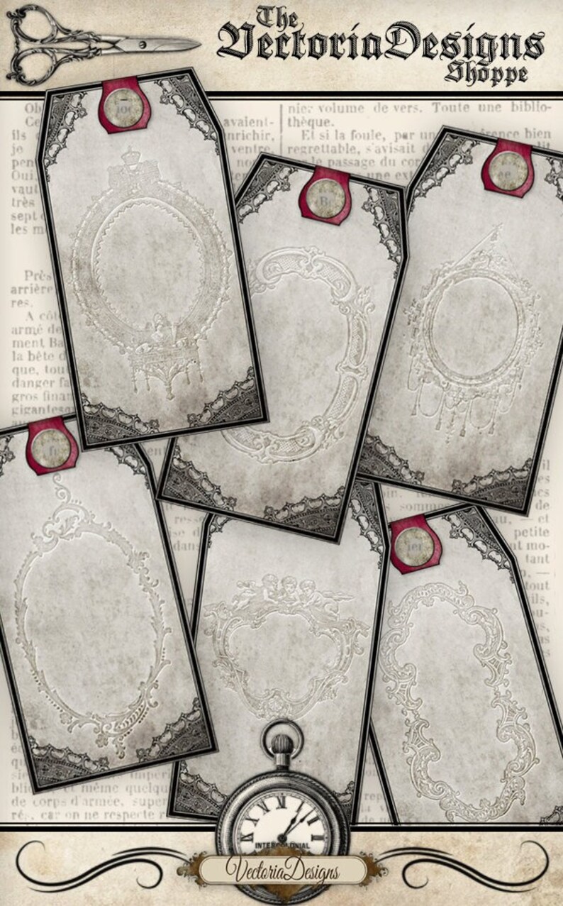 Gothic Lace Tags Printable Tags Paper Crafting Digital - Etsy