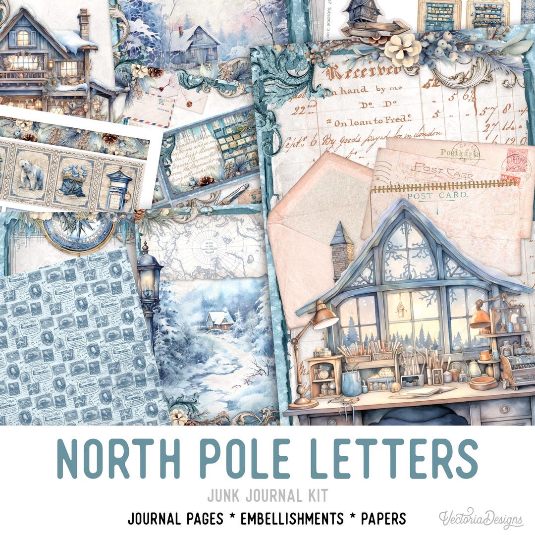 North Pole Letters Junk Journal Kit, Christmas Junk Journal Kit ...