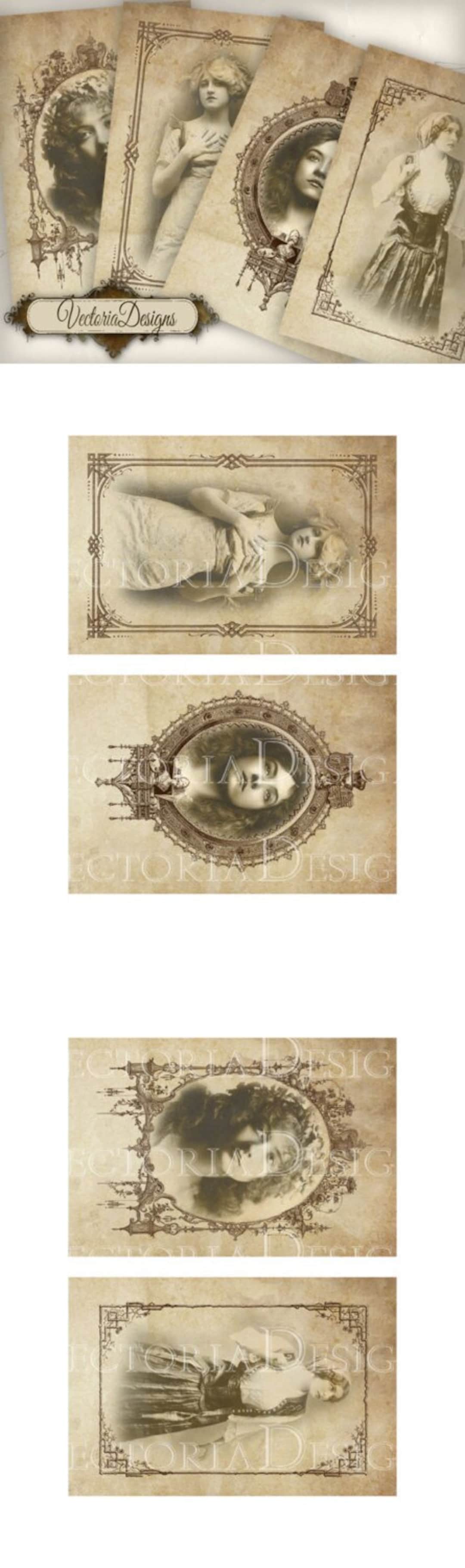 Vintage Women Frames Papers 6 X 4 Inch Printable Images Instant ...