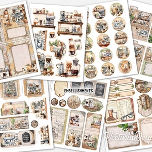 Coffee Bar Junk Journal Kit MINI, Coffee Crafting Printables Kit Coffee ...