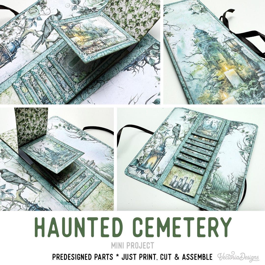 Haunted Cemetery Waterfall Cards Booklet Mini Project, Halloween Mini ...