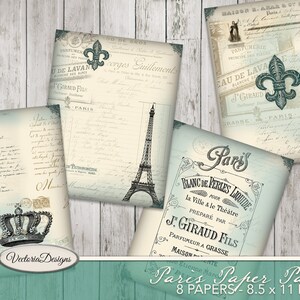 Paris Digital Paper 8.5 X 11 Inch Paper Pack Digital Paper Printable ...