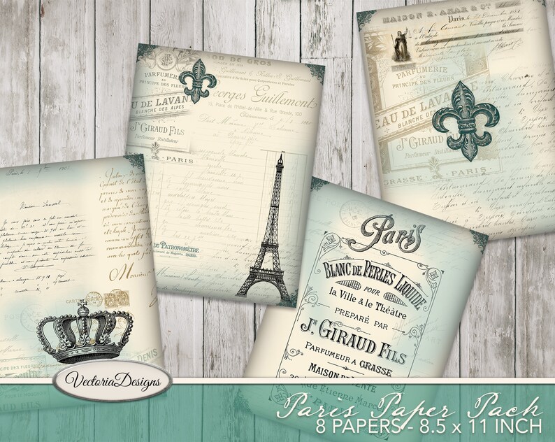 Paris Digital Paper 8.5 x 11 inch paper pack digital paper | Etsy