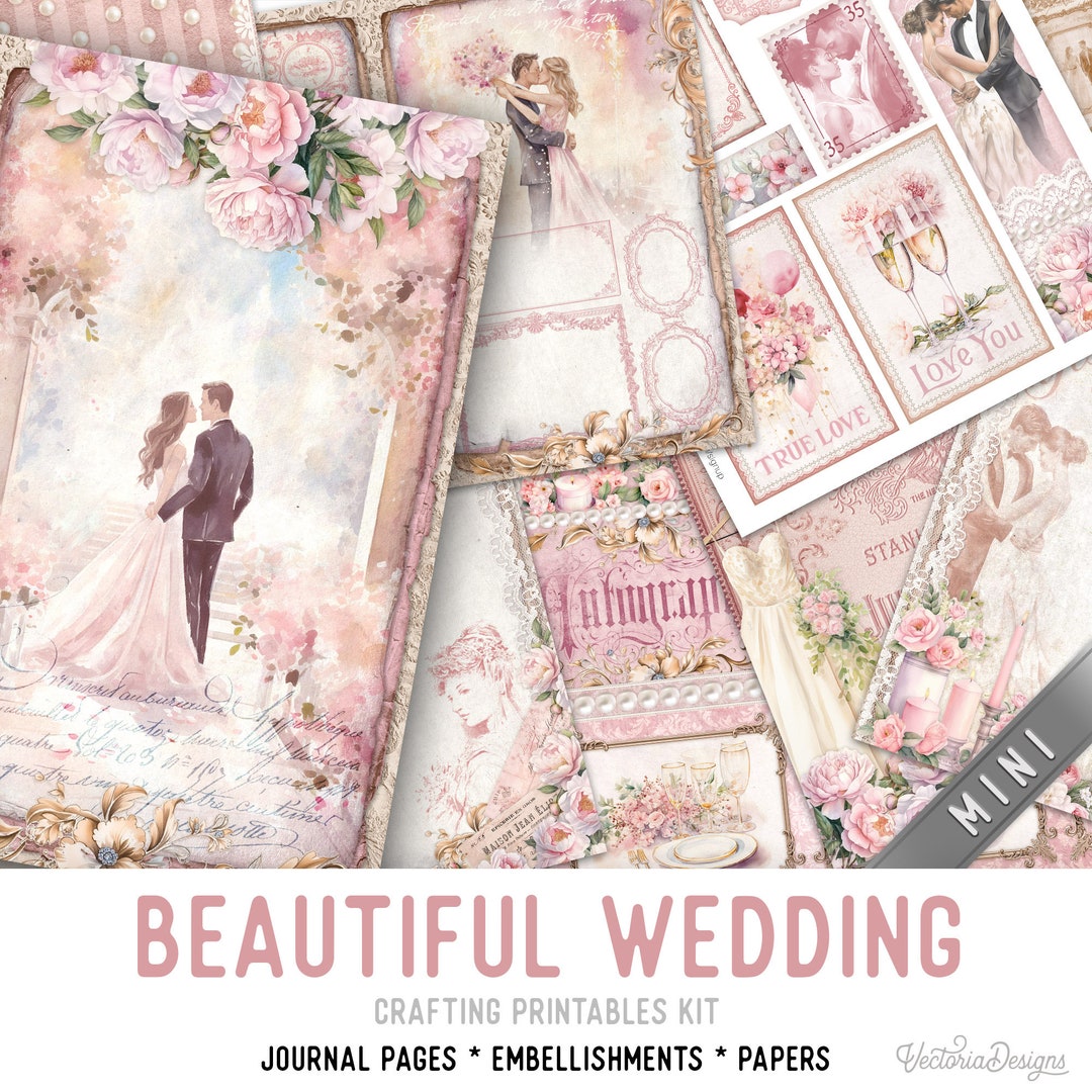 Wedding Junk Journal Kit MINI, Wedding Crafting Printables Kit Wedding ...