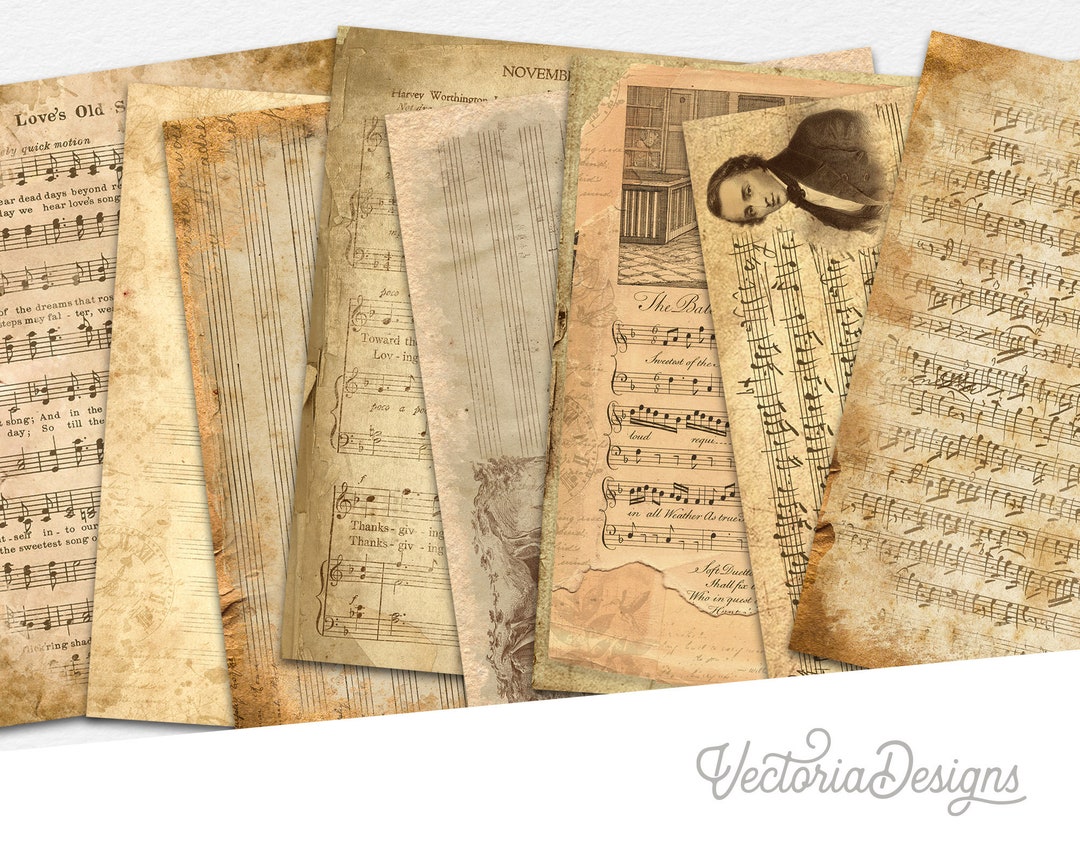 Shabby Sheet Music Paper Pack, Music Studio Decor, Shabby Paper Pack ...