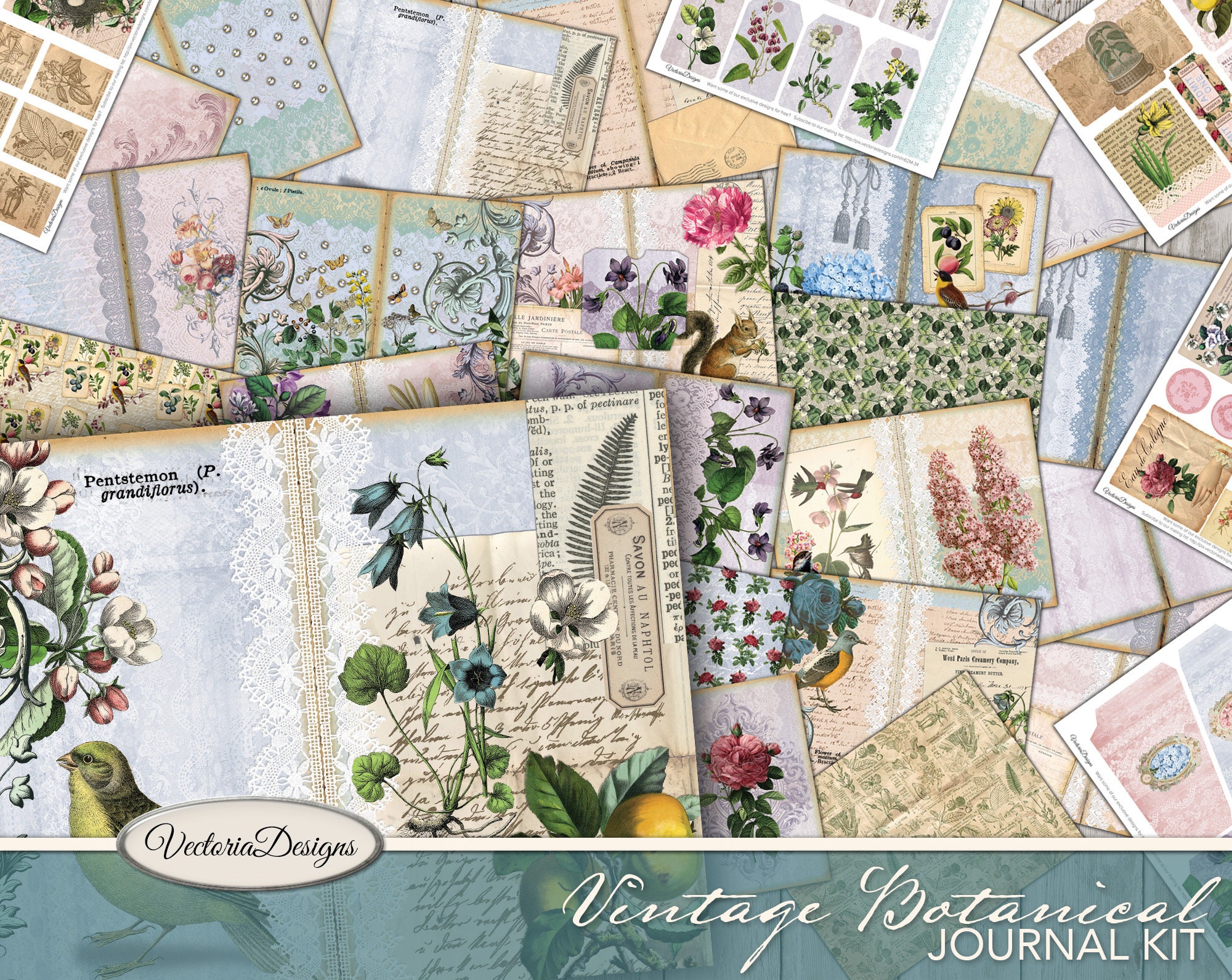 Botanical Journal Kit, Printable Journal, Junk Journal Diy, Journal ...