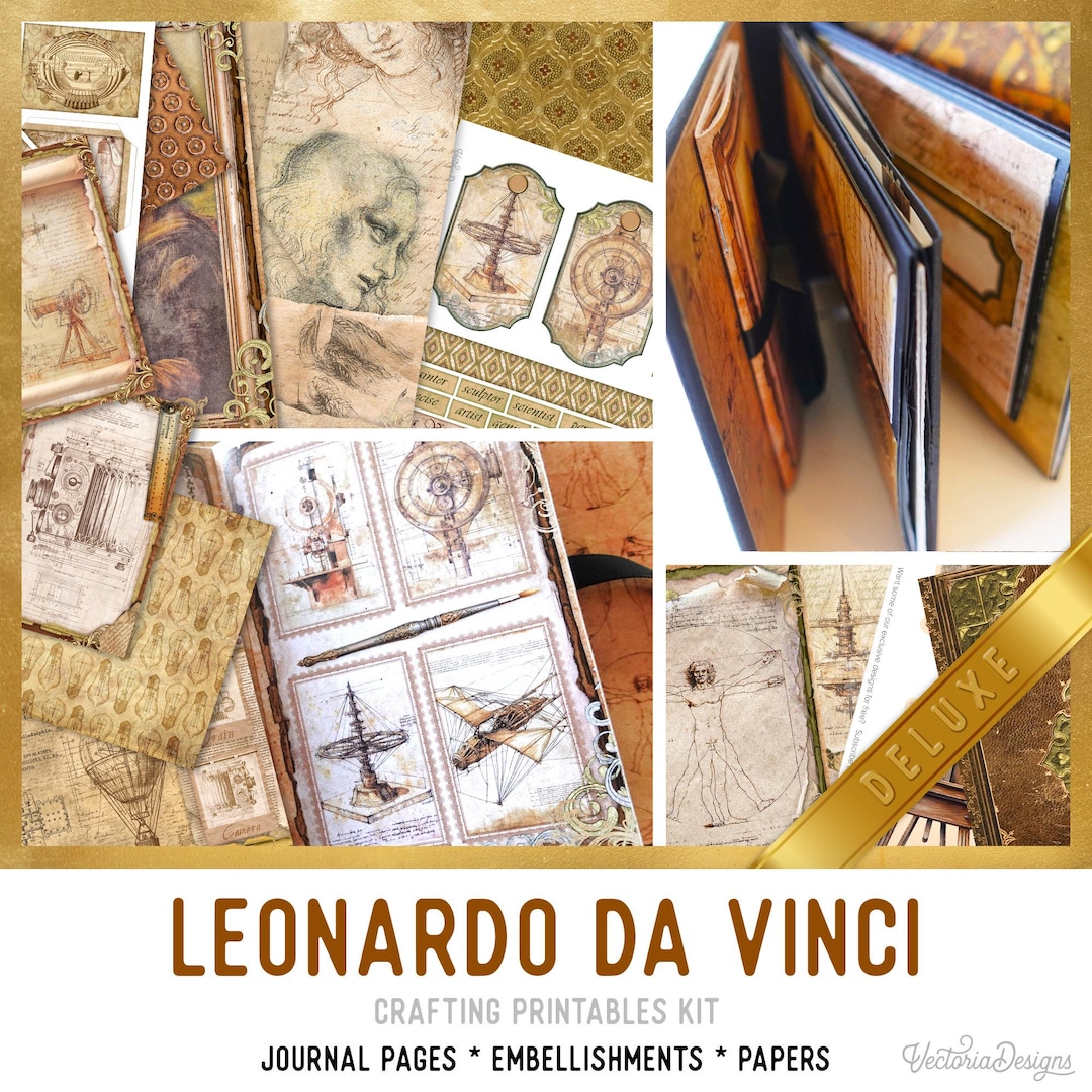 Leonardo Da Vinci Large Junk Journal Kit DELUXE, Vintage Junk Journal ...