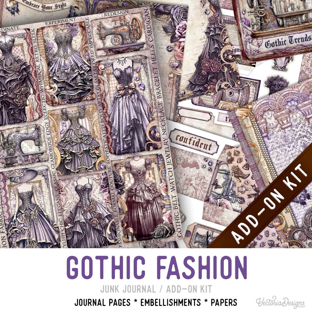 Gothic Fashion Junk Journal Kit ADD-ON, Halloween Printable Halloween ...