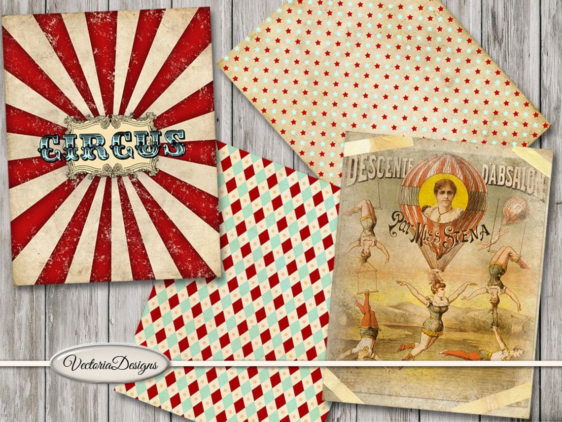 Vintage Circus Paper Pack Circus Digital Paper Circus - Etsy