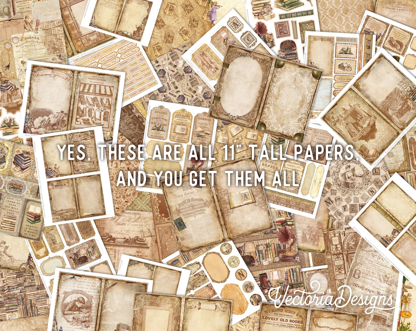 Lovely Old Books Crafting Printables Kit, Vintage Junk Journal, Old ...