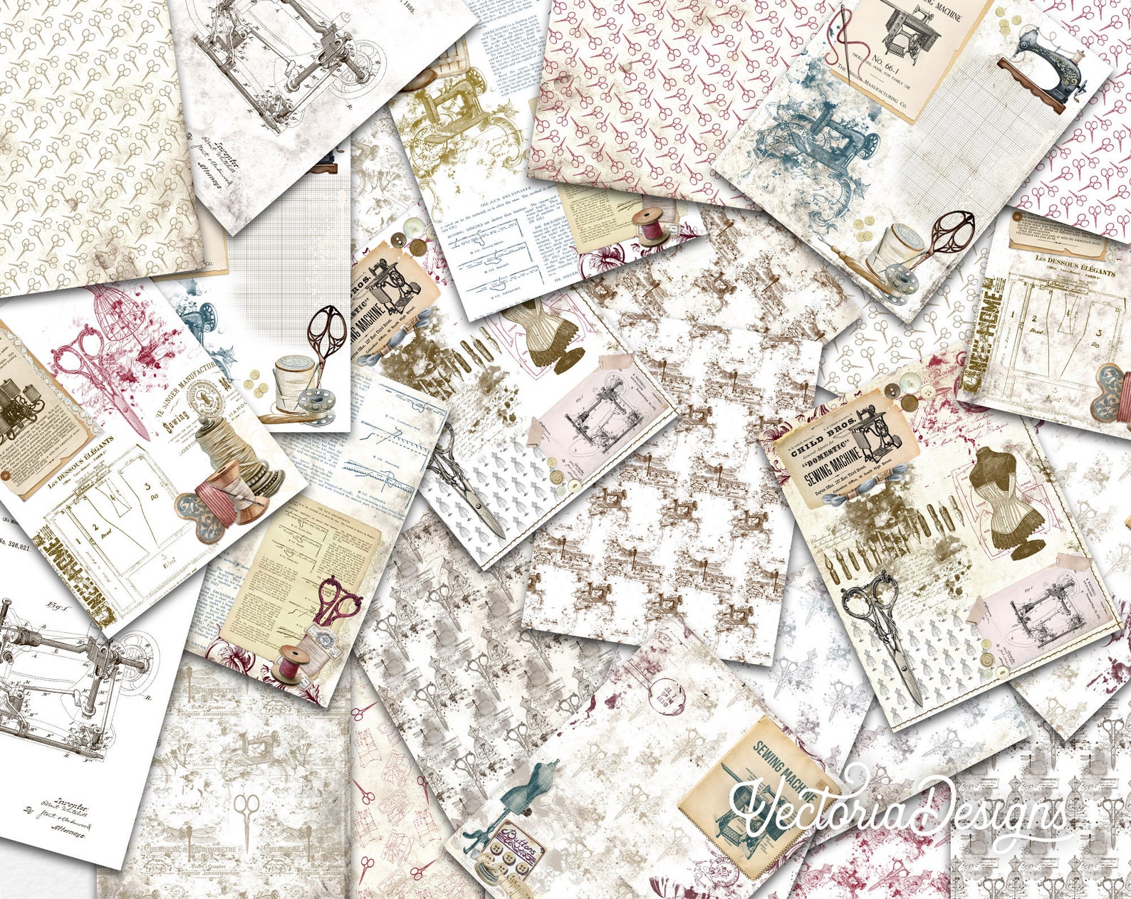 Mad About Sewing Paper Pack Sewing Themed Papers Printable - Etsy