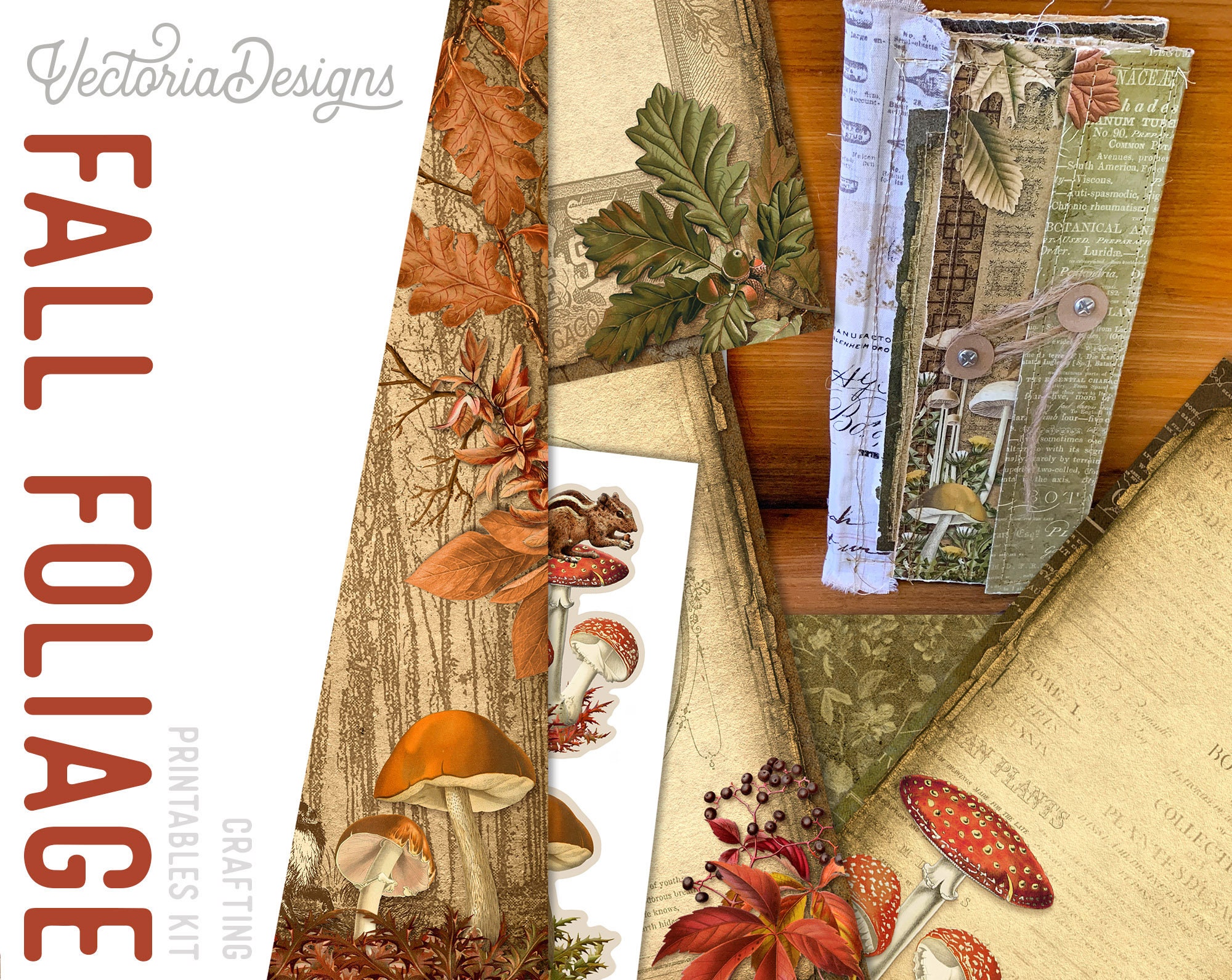 Fall Foliage Crafting Printables Kit, Autumn Junk Journal Kit ...