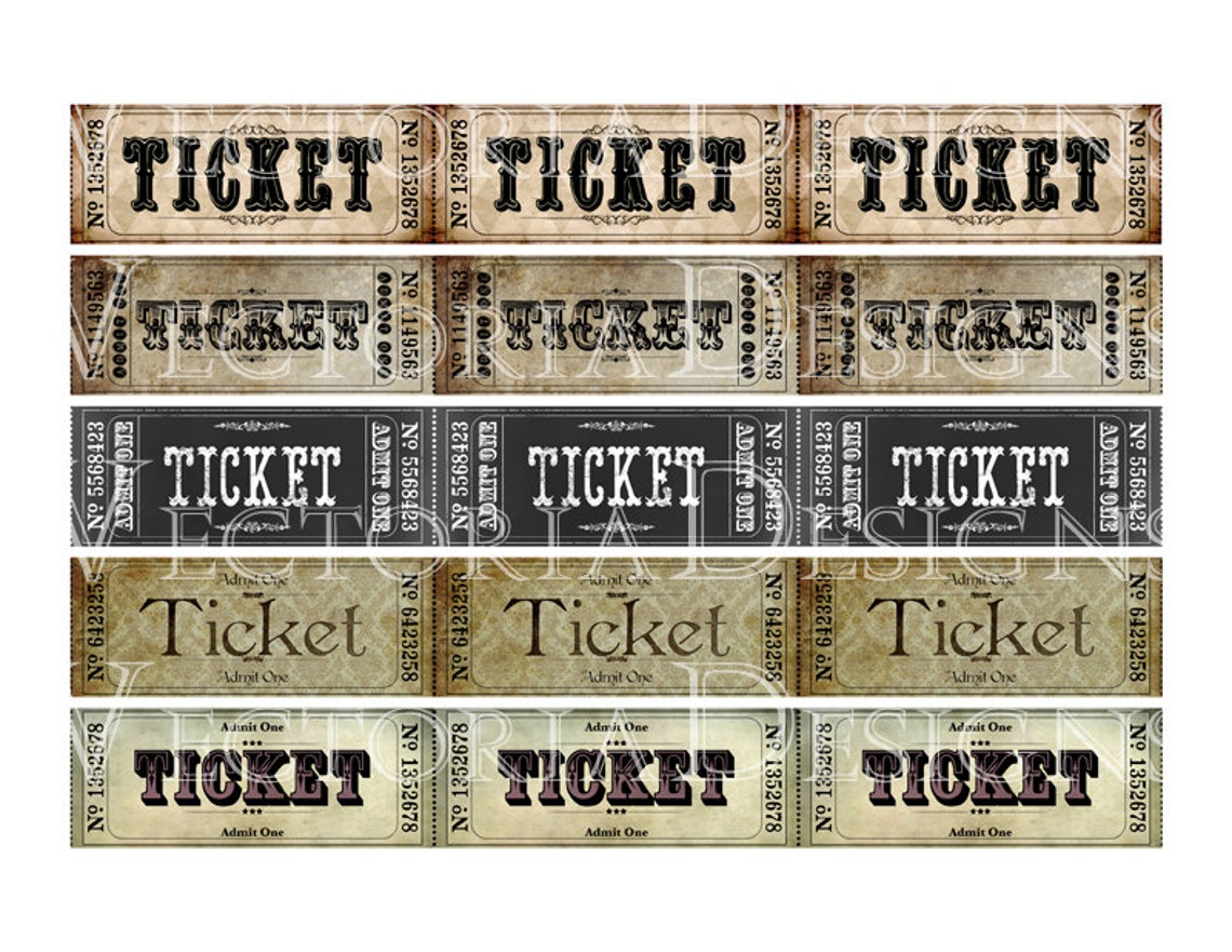 Vintage Tickets Strips Instant Download Printable Images - Etsy