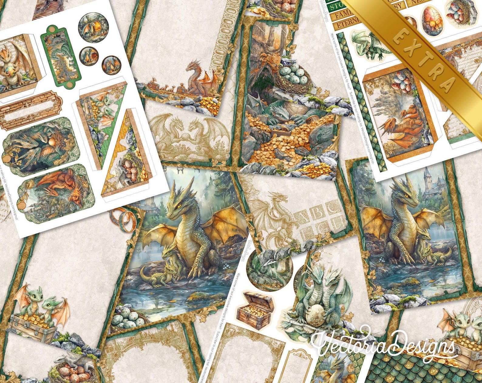 Dragon Chronicles Junk Journal Kit DELUXE, Dragon Crafting Printables ...