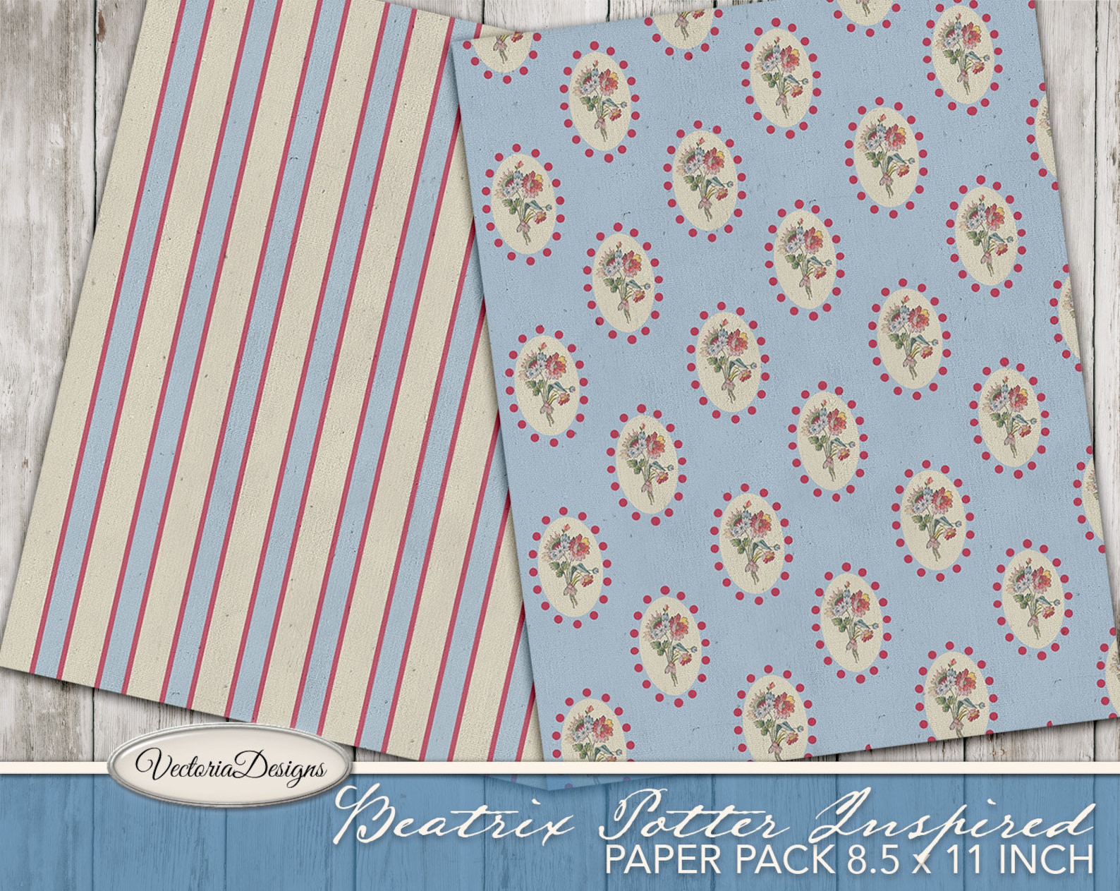 Beatrix Potter Inspired Paper Pack 8.5 X 11 Inch , Printable Paper Pack ...