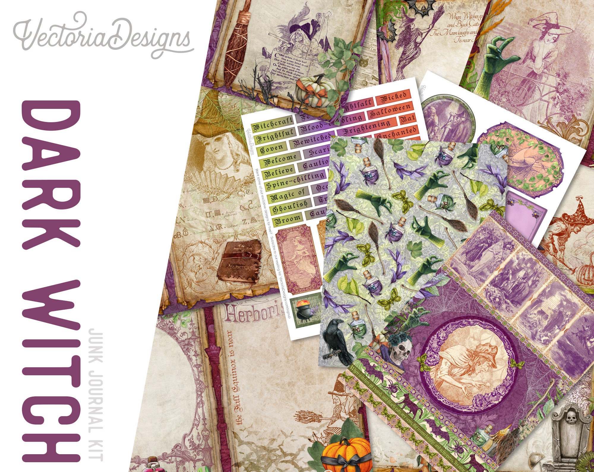 Dark Witches Junk Journal Kit Halloween Junk Journal Kit - Etsy