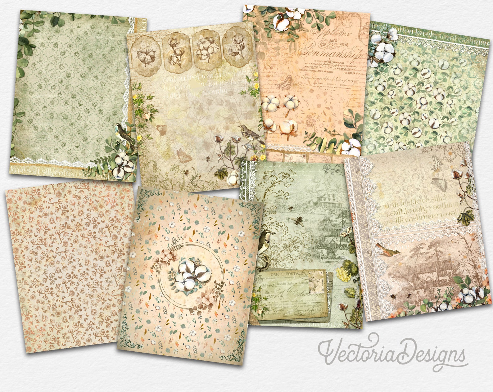 Printable Cute Cotton Paper Junk Journal Pages DIY Crafting - Etsy