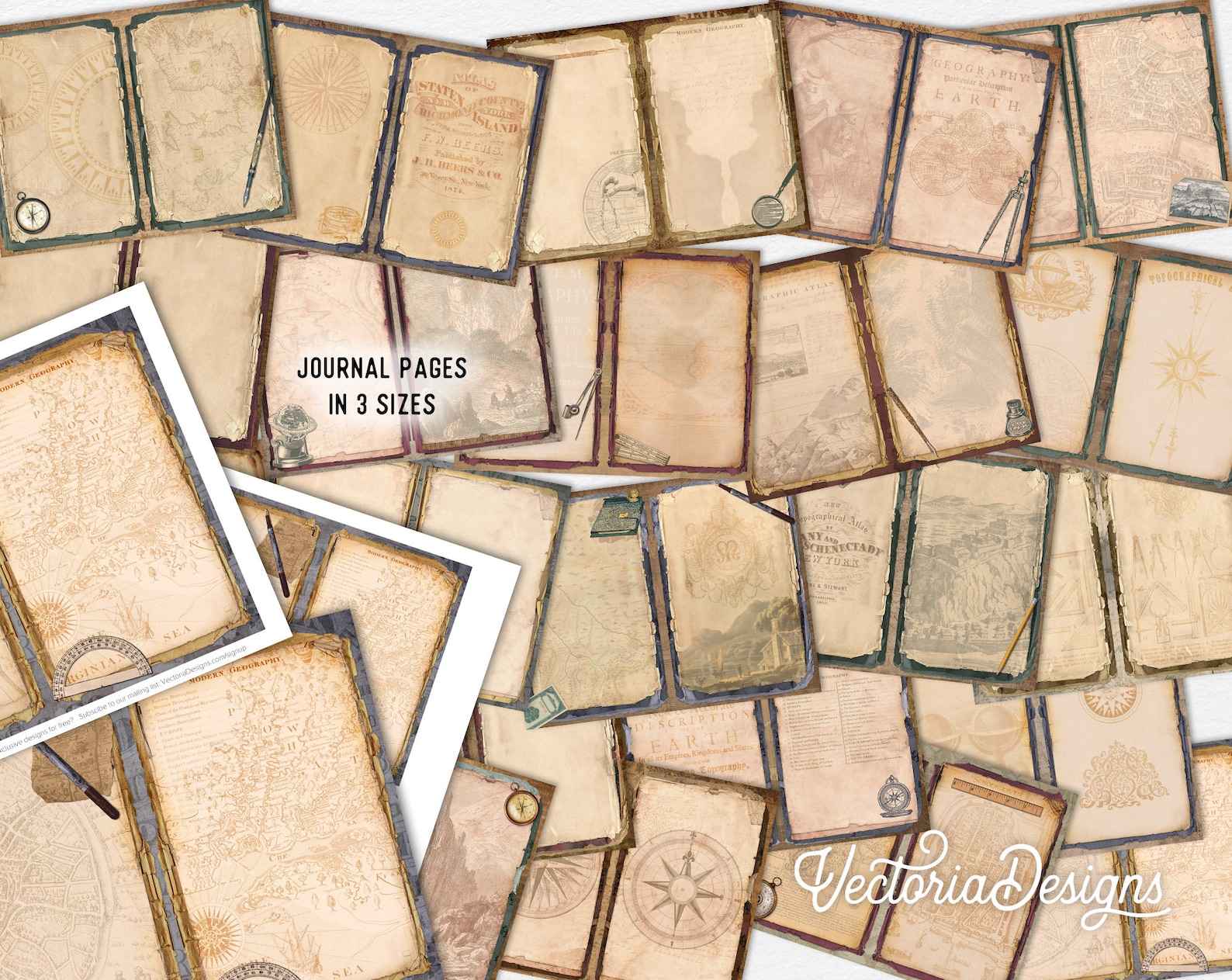 Cartographer's Journal Crafting Printables Kit Vintage - Etsy