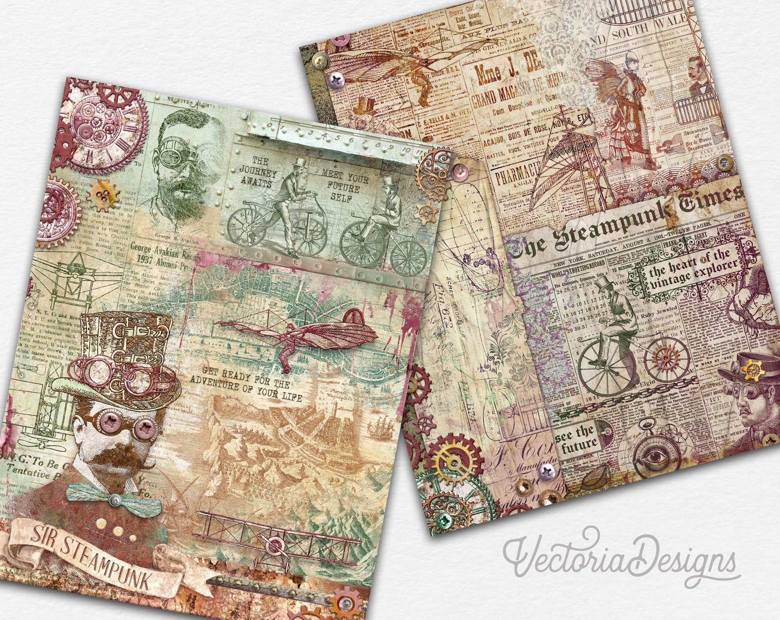 Sir Steampunk Paper Pack Steampunk Paper Pack Digital Paper - Etsy