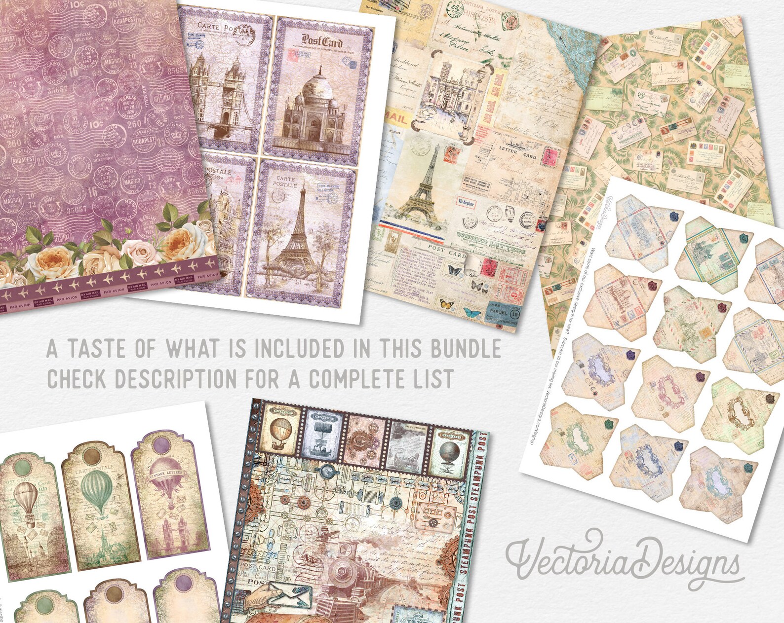 Vintage Post & Letters MEGA Crafting Bundle, Postage Printables ...