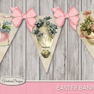 Printable Easter Banner Bunting, Easter Decoration, Easter Downloadable ...