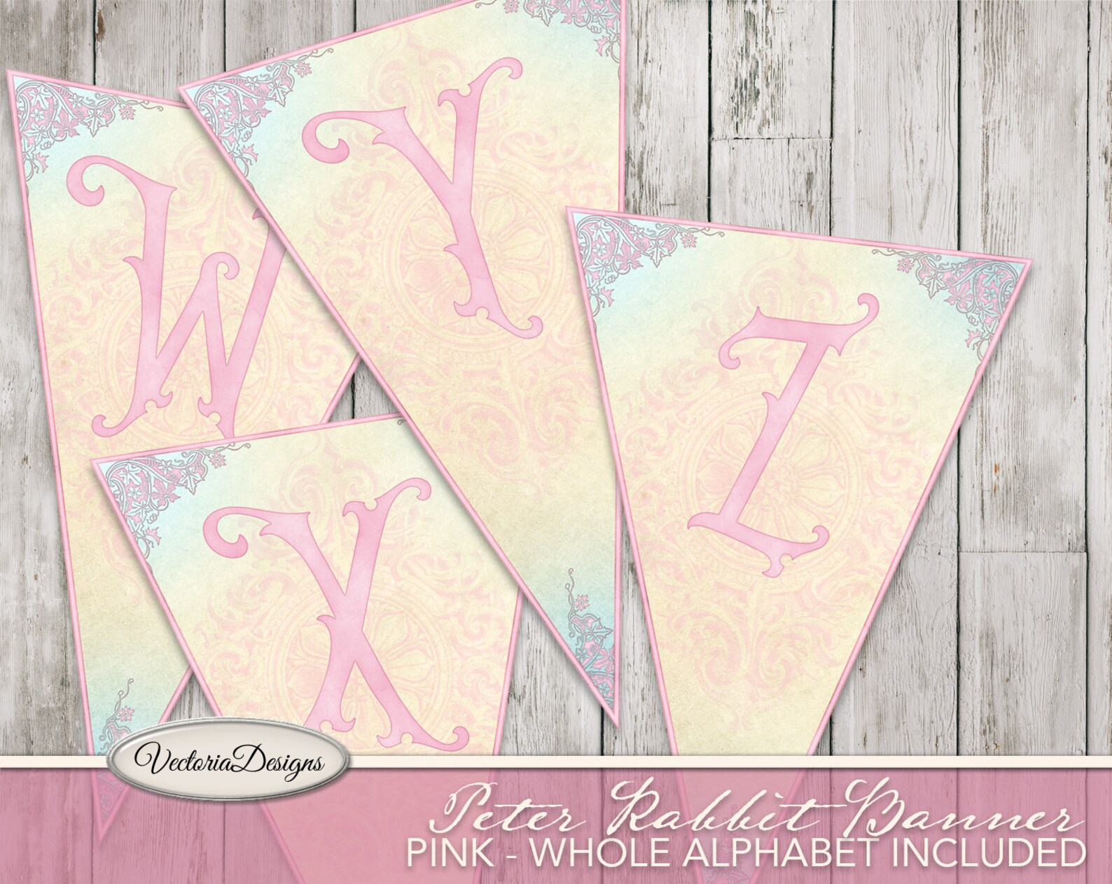 Peter Rabbit Banner Pink Printable Bunting Beatrix Potter Baby | Etsy