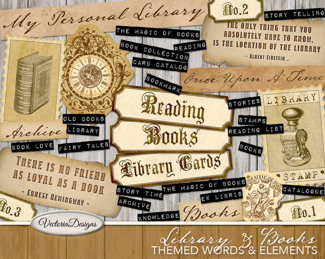 Library Scrapbooking, Printable Junk Journal, Ephemera Digital, Library ...