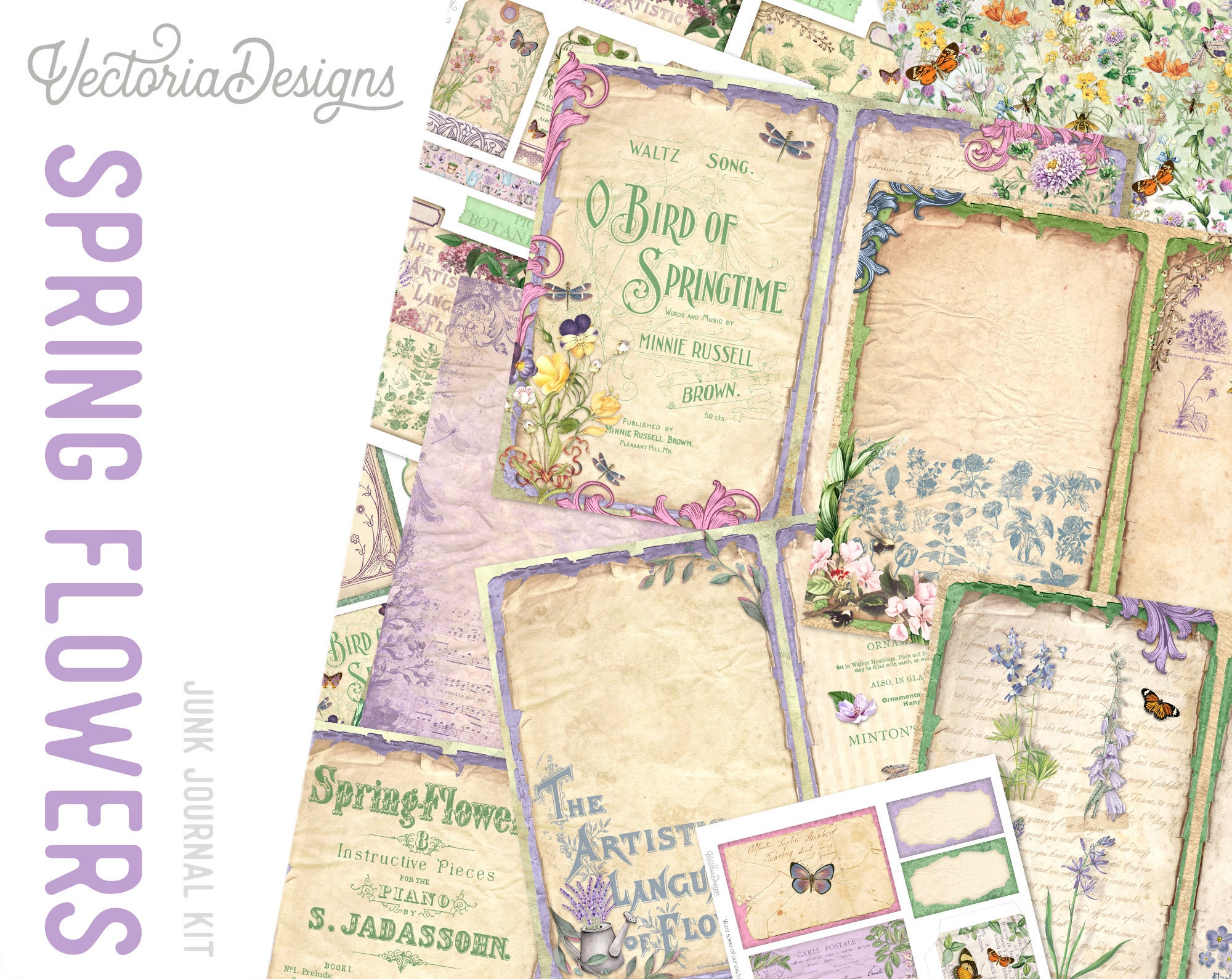Spring Flowers Junk Journal Kit, Easter Junk Journal Kit, Printable ...