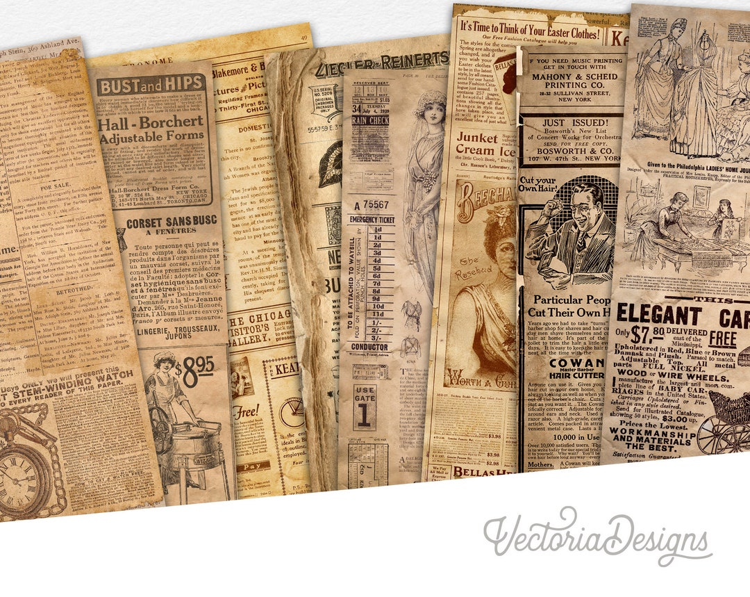Ads Everywhere Paper Pack, Printable Paper Pack, Digital Paper, Retro ...
