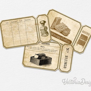 Library Tickets Digital, Junk Journal Printable, Ephemera Tickets ...