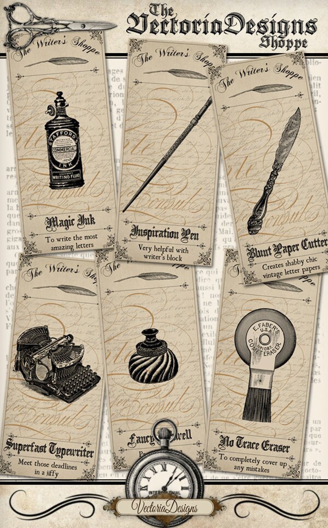 The Writer's Shoppe Labels printable VDAPVI0876 - Etsy 日本