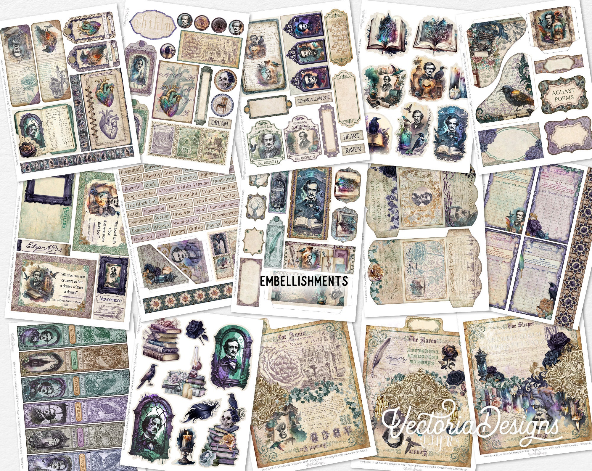 Edgar Allan Poe Junk Journal Kit DELUXE, Edgar Allan Poe Crafting ...