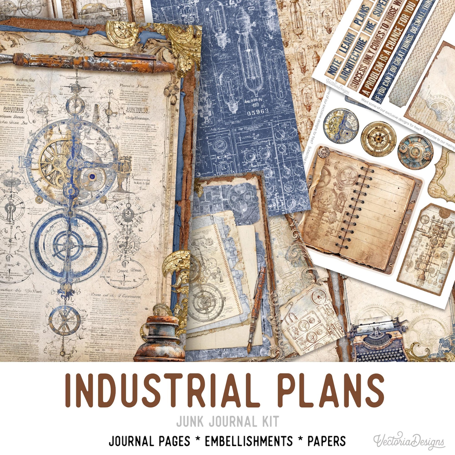 Industrial Plans Junk Journal Kit, Industrial Junk Journal Kit ...
