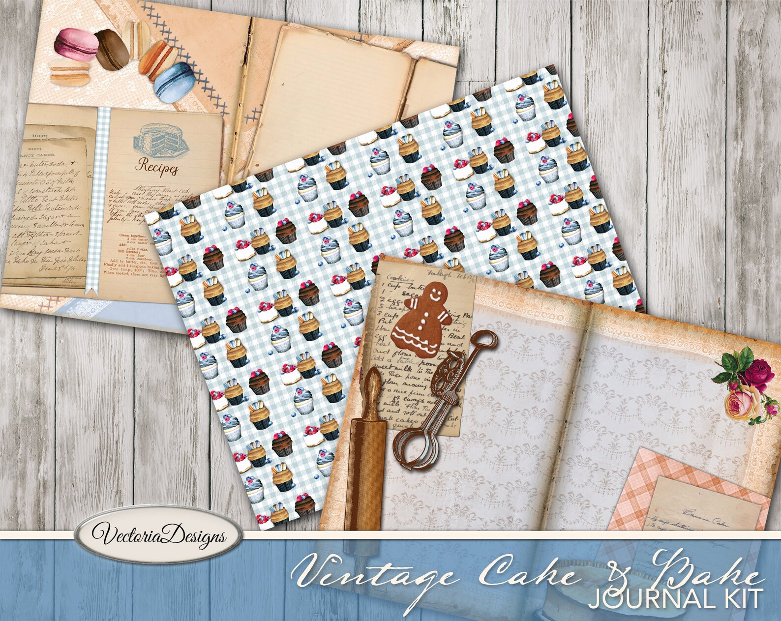 Vintage Cake & Bake Junk Journal Kit Printable Journal Junk - Etsy