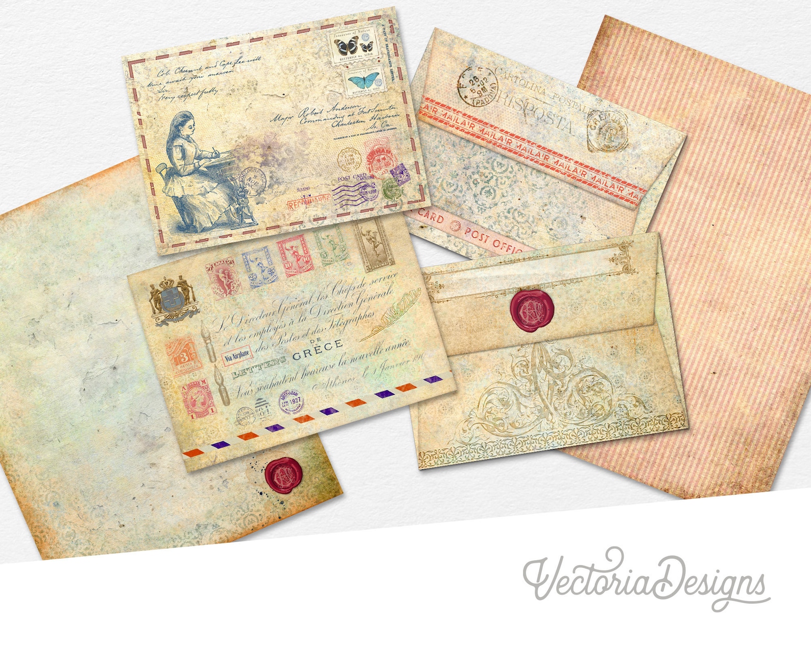 Old Writing Envelopes Printable Envelopes Writing Paper - Etsy