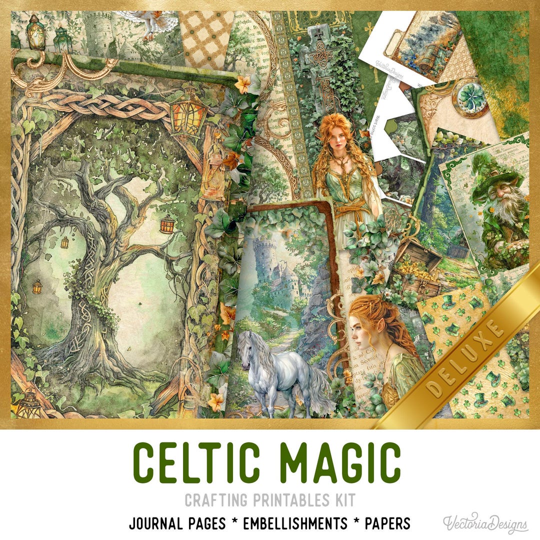 Celtic Magic Junk Journal Kit DELUXE, Celtic Crafting Printables Celtic ...