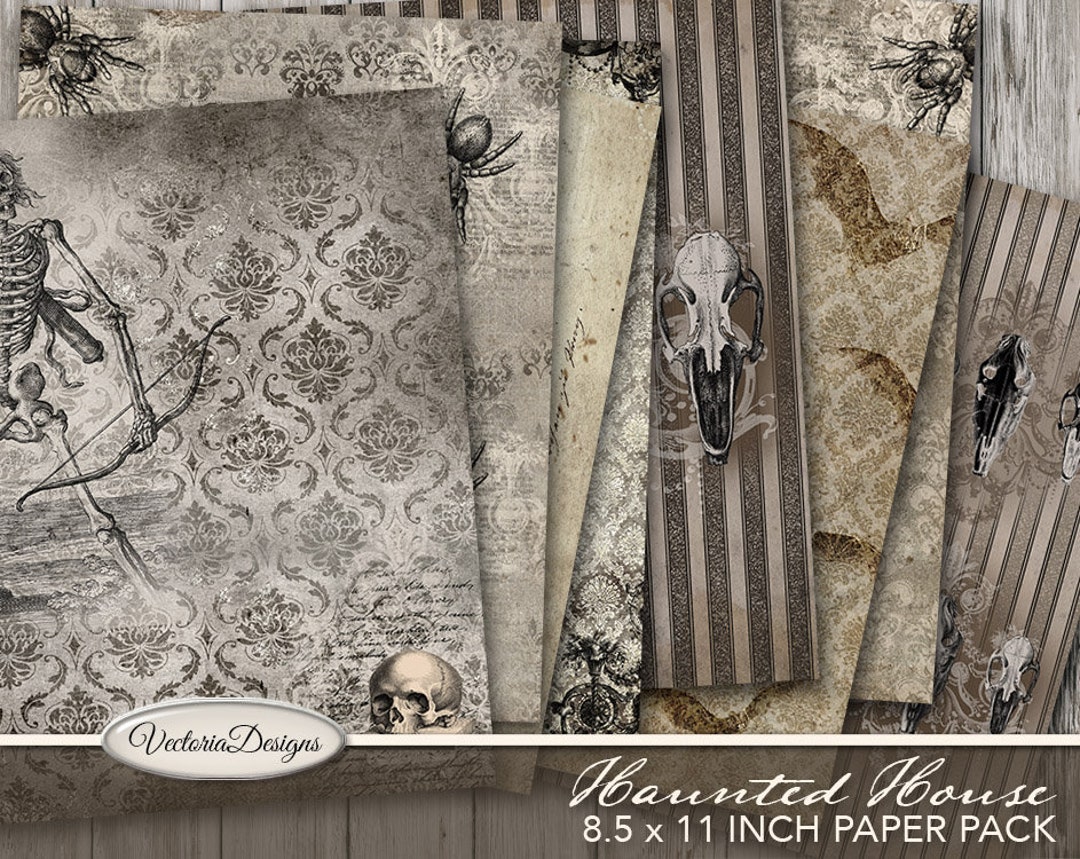 Haunted House Paper Pack, Halloween Paper, Skull Wallpaper, Halloween ...