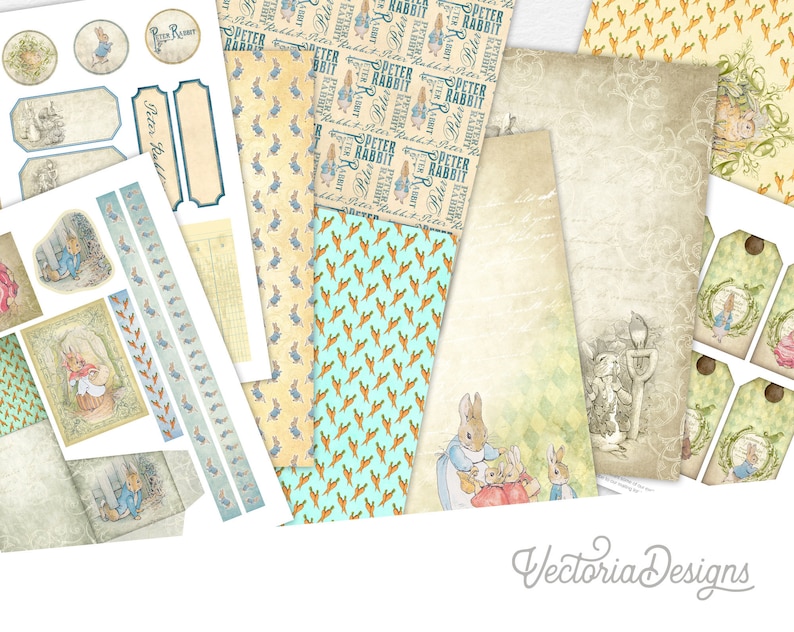 Peter Rabbit Kit Digital Paper Kit Junk Journal Kit Digital | Etsy