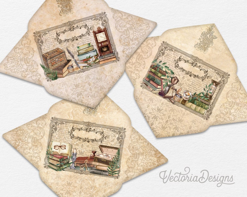 Books Envelopes Printable Envelope Vintage Books - Etsy