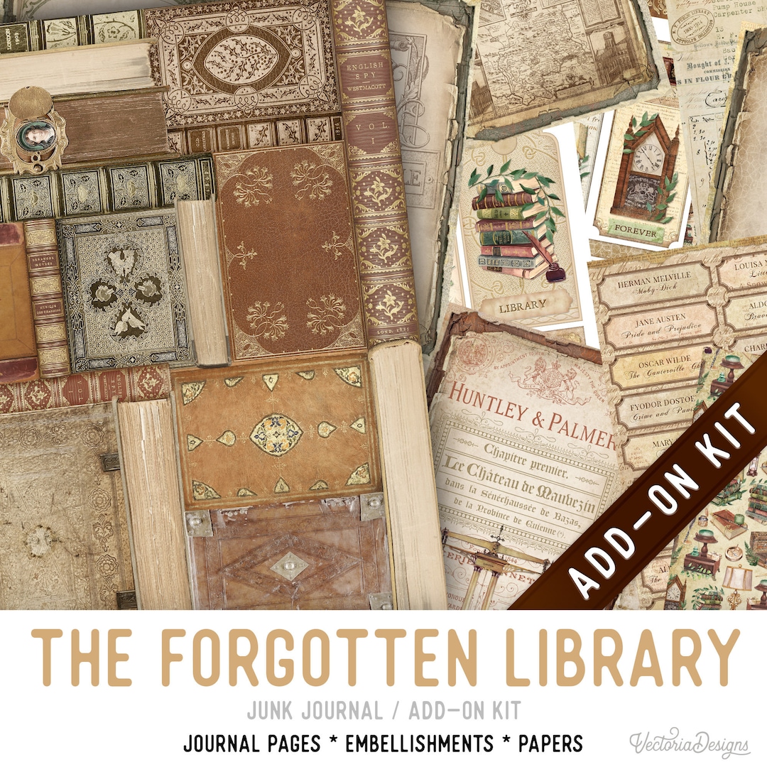 Forgotten Library Junk Journal Kit ADD-ON, Printable Junk Journal Pages ...