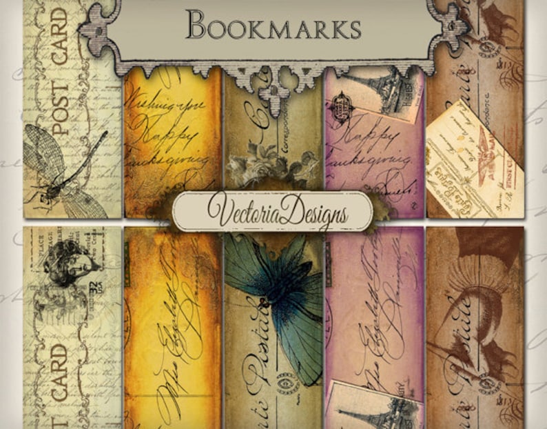 Vintage Post Bookmarks Reading Printable Paper Craft Art Hobby - Etsy