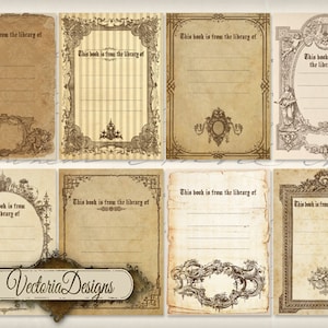 Bookplates ATC Images, Digital Collage Sheets, Vintage Bookplates ...